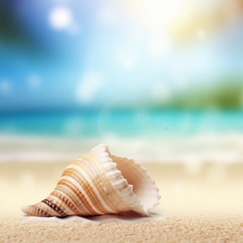 Background with a Beautiful Shell on the Beach Stock Illustration ...