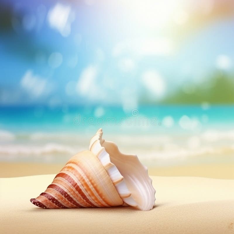 Background with a Beautiful Shell on the Beach Stock Illustration ...
