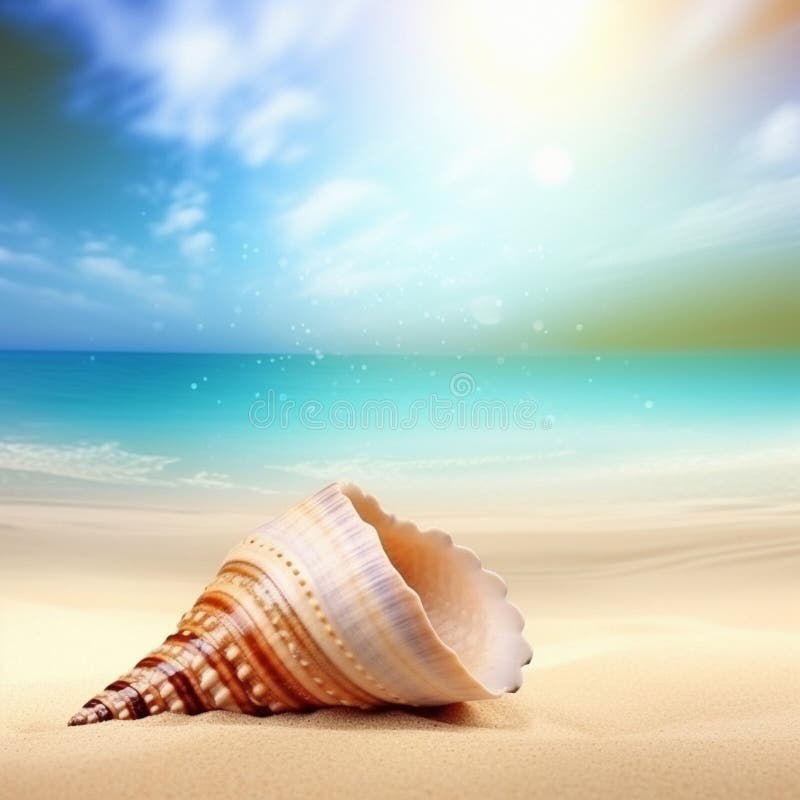 Background with a Beautiful Shell on the Beach Stock Illustration ...