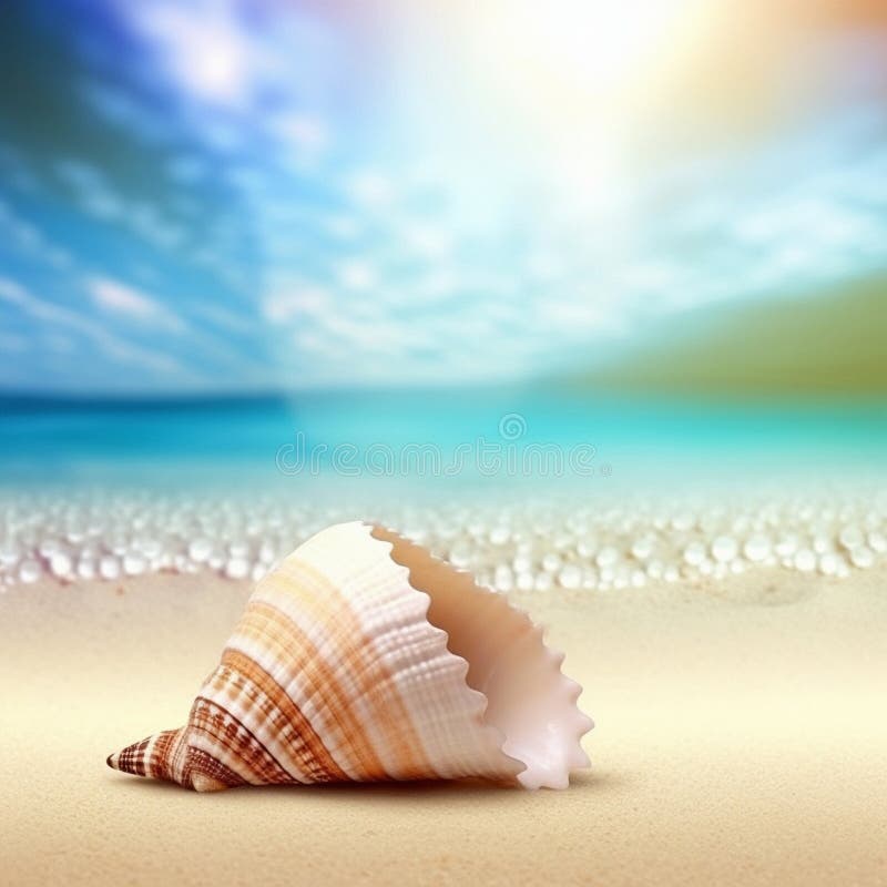 Background with a Beautiful Shell on the Beach Stock Illustration ...