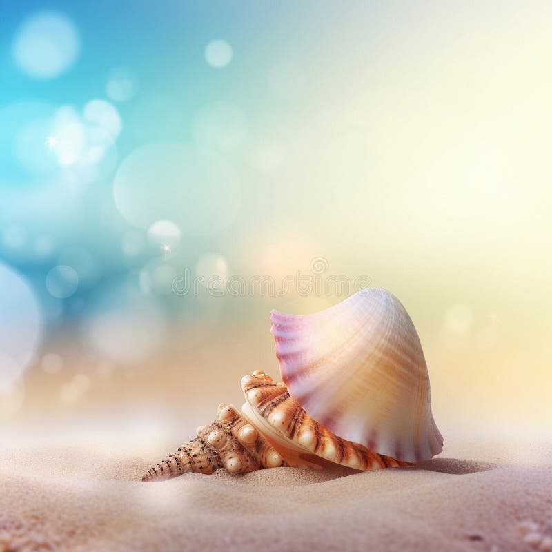 Background with a Beautiful Shell on the Beach Stock Illustration ...