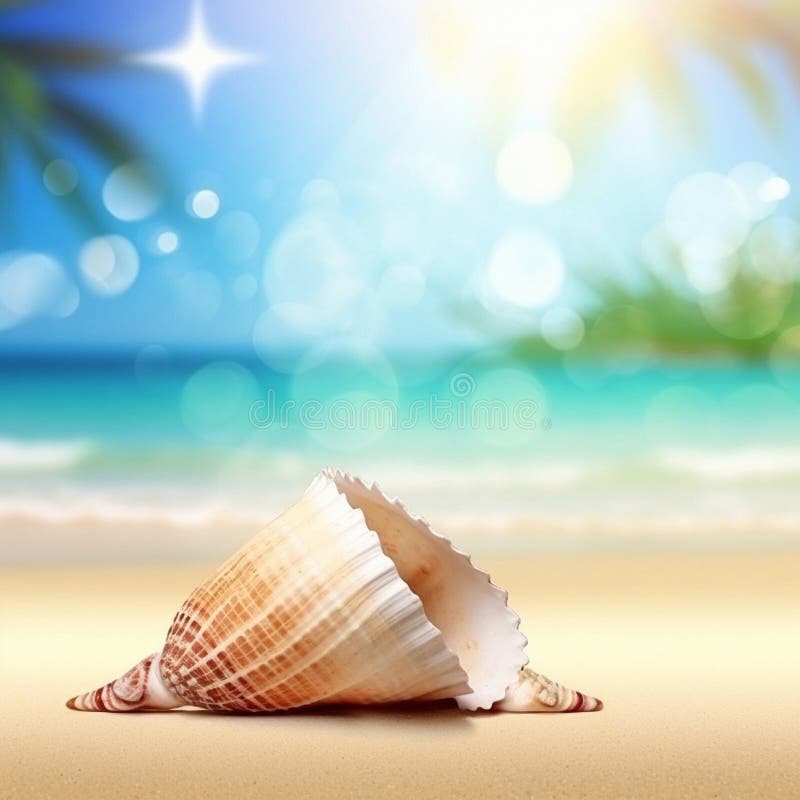 Background with a Beautiful Shell on the Beach Stock Illustration ...