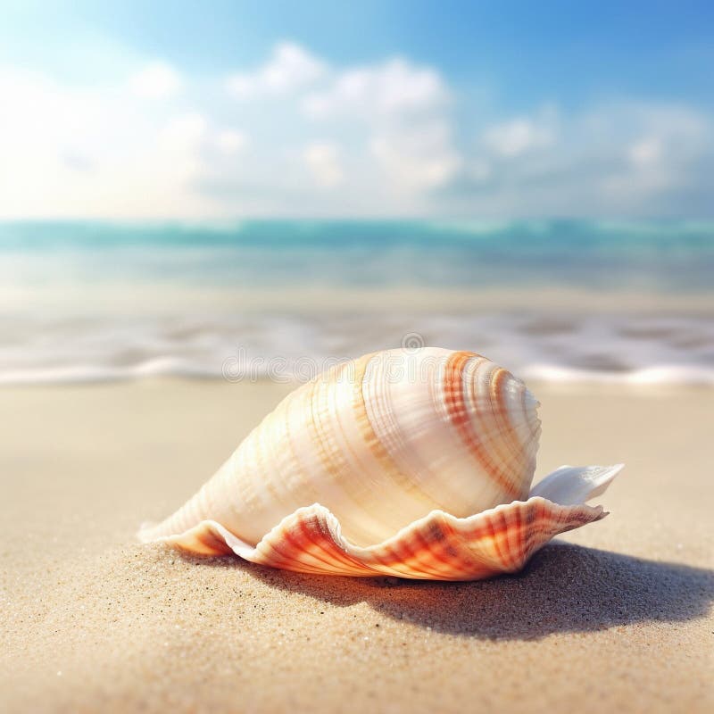 Background with a Beautiful Shell on the Beach Stock Illustration ...