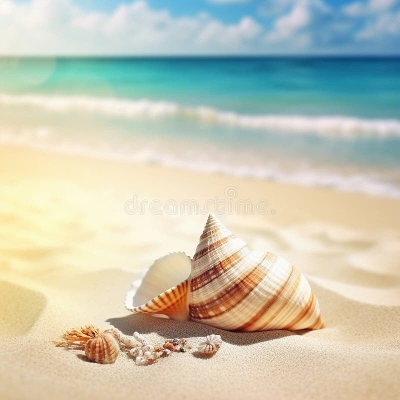Background with a Beautiful Shell on the Beach Stock Illustration ...