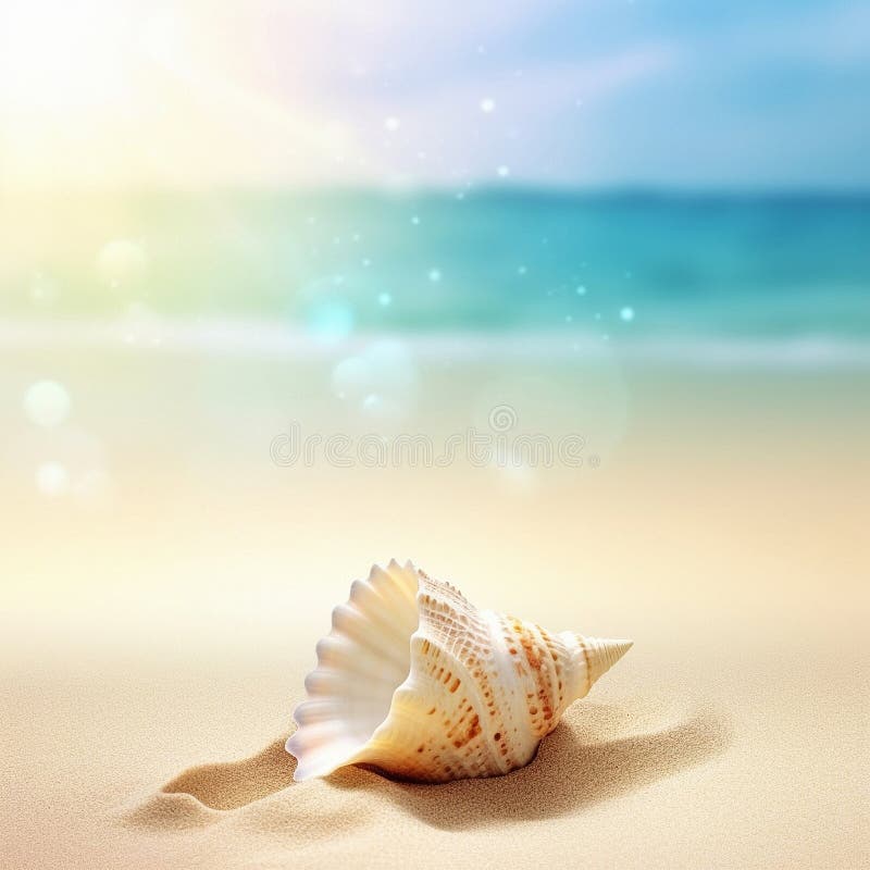 Background with a Beautiful Shell on the Beach Stock Illustration ...