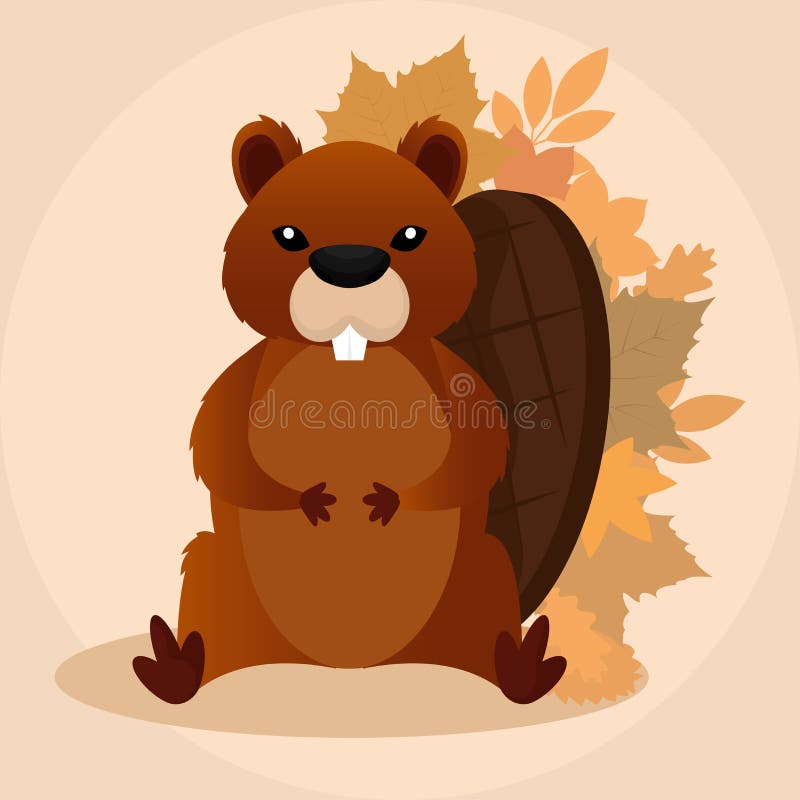 Background Beaver Animal Autumn Vector Illustration Stock Vector ...
