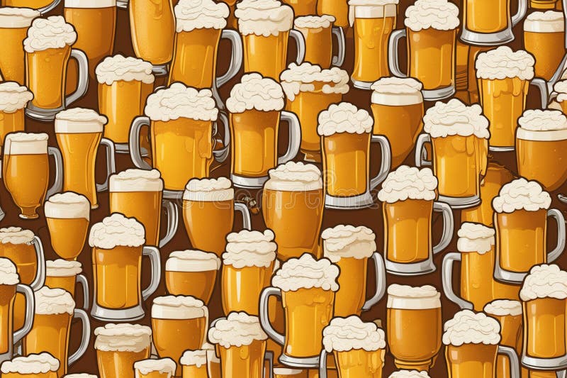Background of Beer Texture with Foam in Flat Design Stock Illustration ...