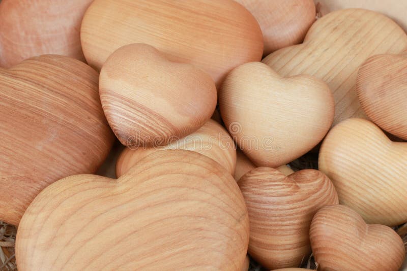 Background of Big and Small Heart-shaped Things Made of Wood ...
