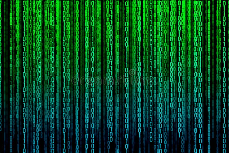 Background with Binary Code on Black Background Stock Illustration ...