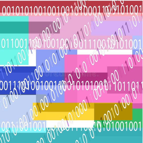 Background with Binary Code and Geometric Shapes of Blue Colors. Stock ...