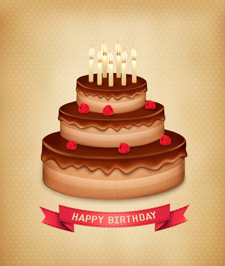 Background with Birthday Chocolate Cake. Stock Vector - Illustration of ...