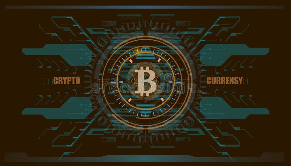 Background with Bitcoin in Futuristic Virtual Space Design Concept with ...