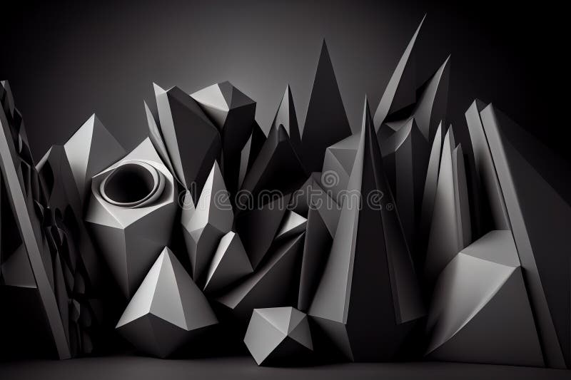 Background of Black Abstract 3d Shapes. Generative AI Stock ...