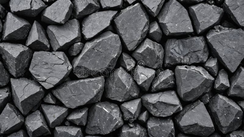 Background of Black Basalt Pieces with Sharp Edges. Rock. Traces of a ...