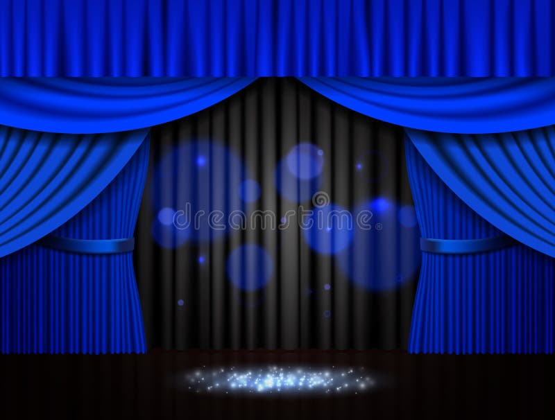 Background with Black and Blue Curtain. Design for Presentation ...