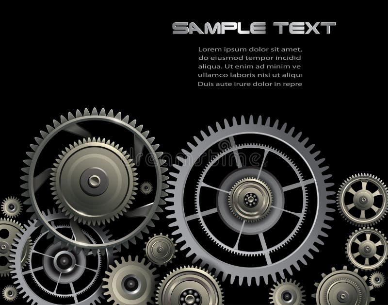 Background Black with Cogs and Gears Stock Vector - Illustration of ...
