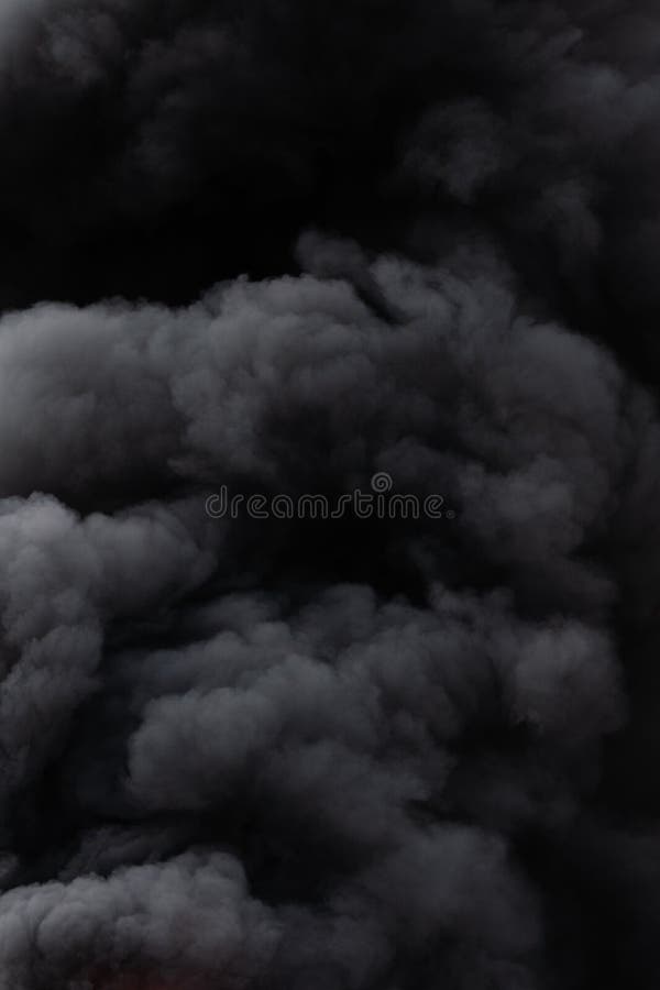 Background of Black Color Clouds Covered Sky during Strong Fire ...