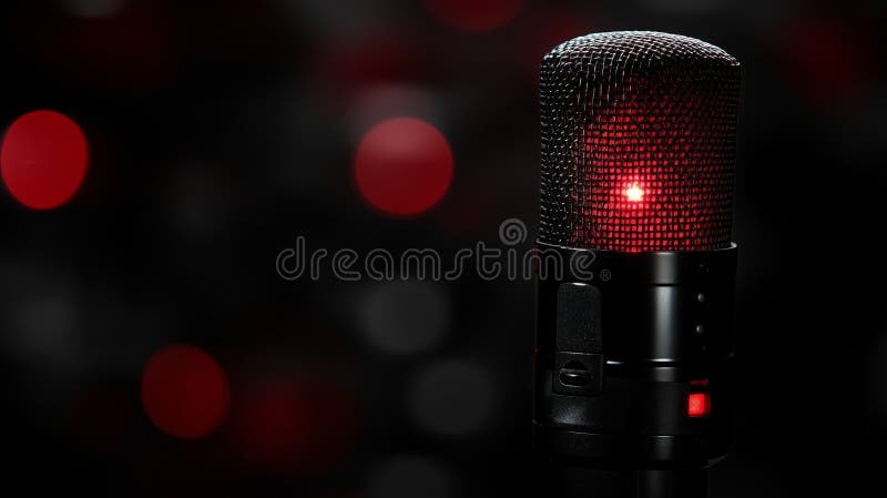 Background Black End Isolated Microphone Red Up White Stock Image ...