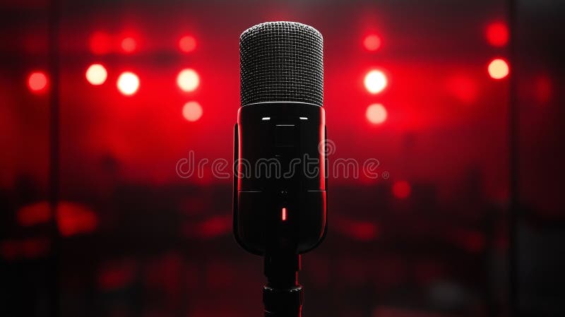 Background Black End Isolated Microphone Red Up White Stock Photos ...