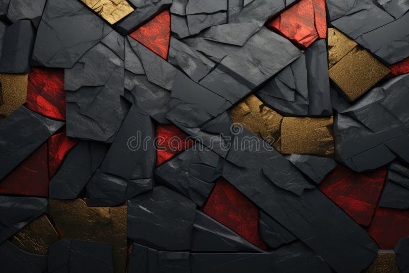 Background of Black, Gold and Red Stone Slabs Stock Illustration ...
