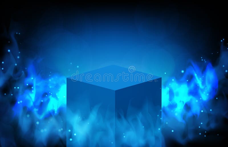 Background of Blue Box and Glowing Smoke Stock Illustration ...
