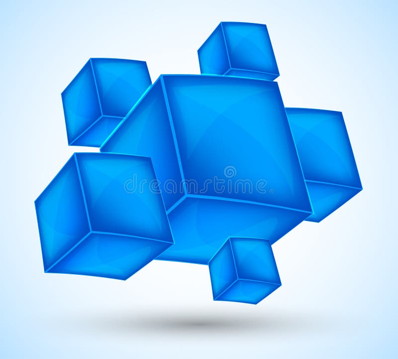 Background with blue cubes stock vector. Illustration of flow - 30150904