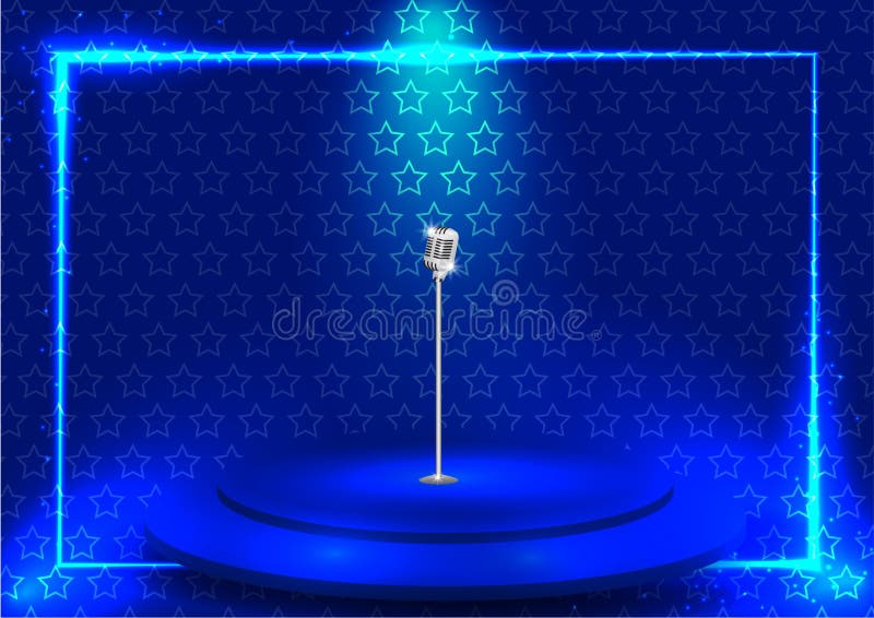 Background Blue Light with Star and Singing Stage Stock Vector ...