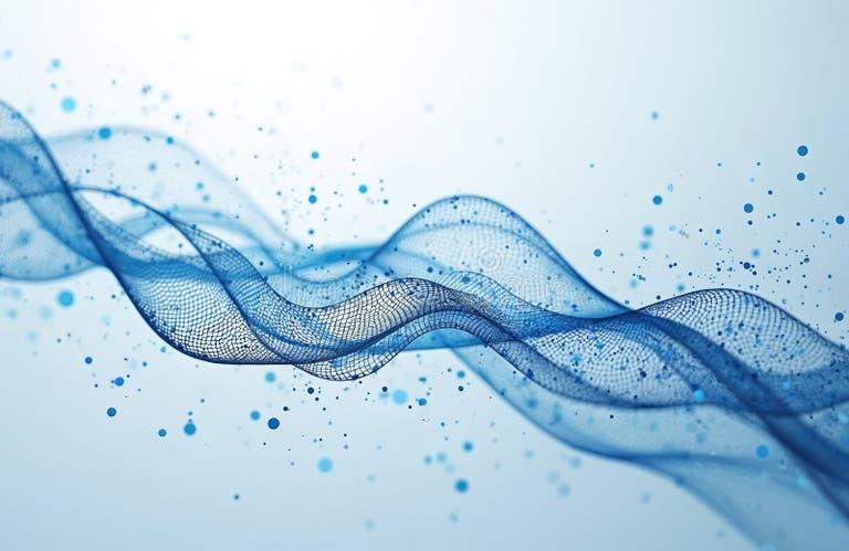 Background with Blue Lines, Dots Symbolize Data Points. Abstract ...