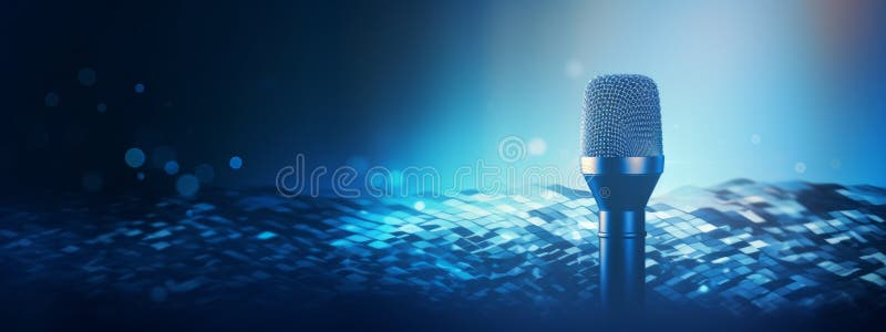 Background with Blue Microphone and Waveform: Ideal for Broadcasting or ...