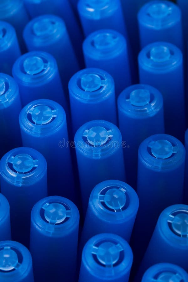 Background of blue pens stock photo. Image of tool, large - 70122730
