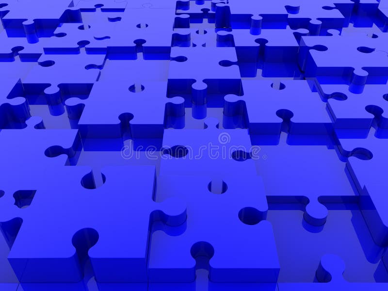 Background of Blue Puzzle Pieces Stock Illustration - Illustration of ...