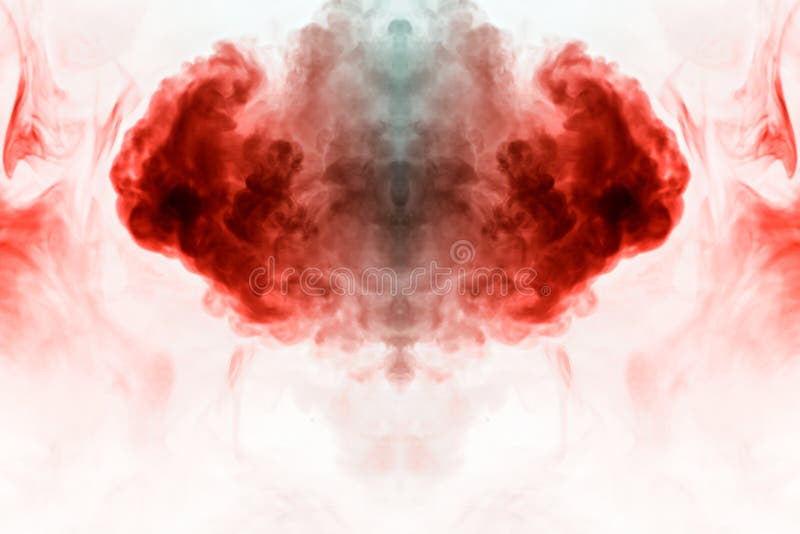Background of Blue and Red Wavy Smoke on a White Isolated Ground ...