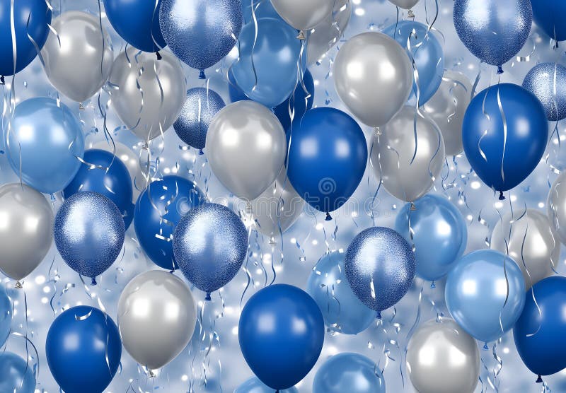 Blue and Silver Balloons Party Background Stock Illustration ...