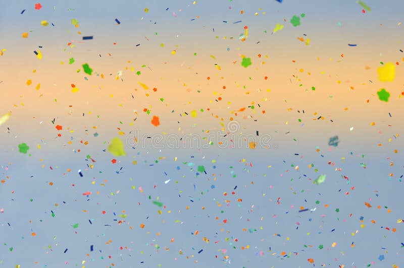 Background with Blue Sky, Confetti and Yellow Tones Stock Photo - Image ...