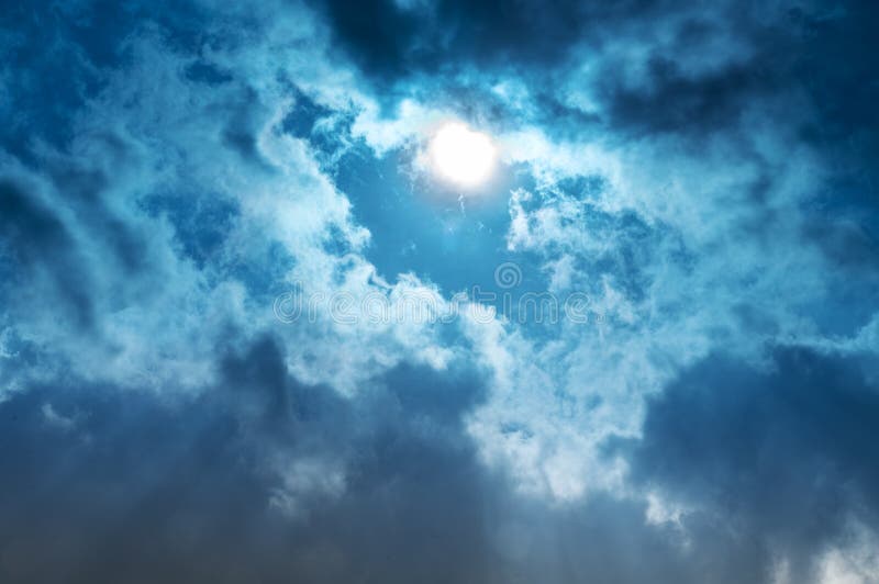 Background of Blue Sky and Thunderclouds. Beautiful Dramatic Sky Bokhe ...