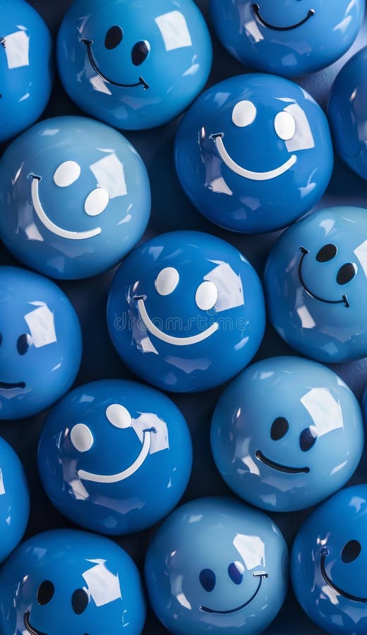 Background of Blue Smiley Faces Conveying Happiness and Positivity ...