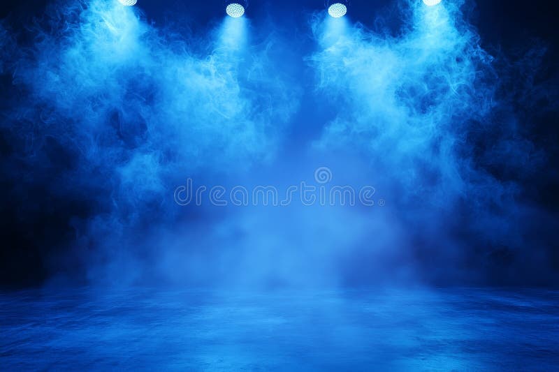 Background of a Blue Spotlight Stage with Smoke. Stock Image - Image of ...