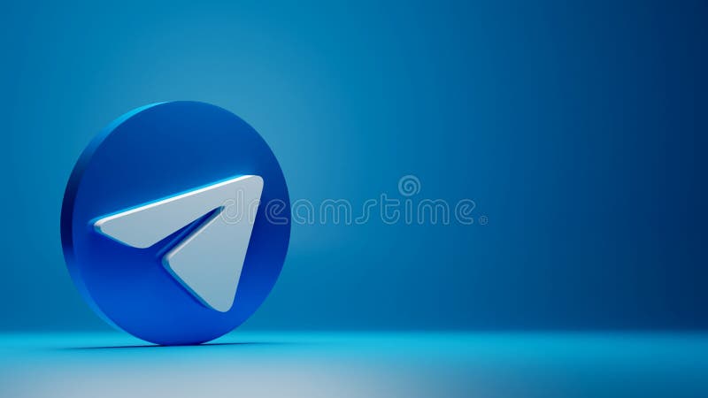 Background Blue with Telegram Icon 3d Rendering Editorial Photography ...