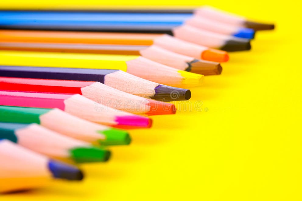 Background, Blur, Out of Focus, Bokeh. Colored Pencils Isolated on a ...