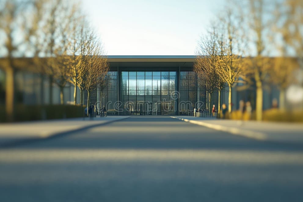 Background of a Blurred Facade Office Building, with Natural Light ...