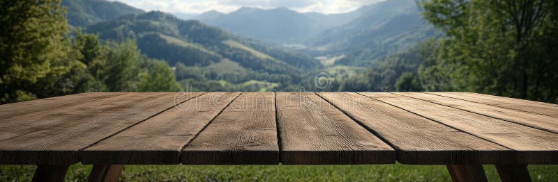 Background of Blurry Farm Fields and Rustic Wooden Table Stock Photo ...