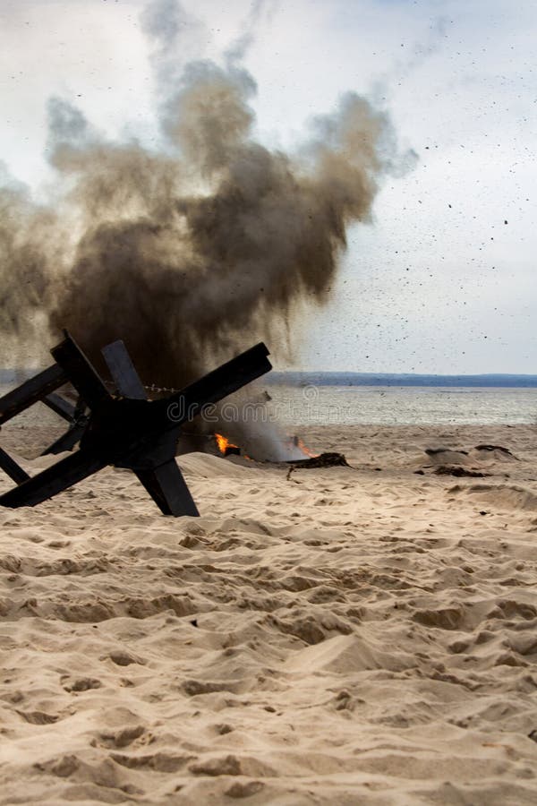 Explosion on the Beach. Background. Stock Photo - Image of bomb ...
