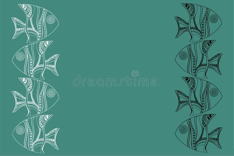 Fish Border Black White Stock Illustrations – 605 Fish Border Black ...