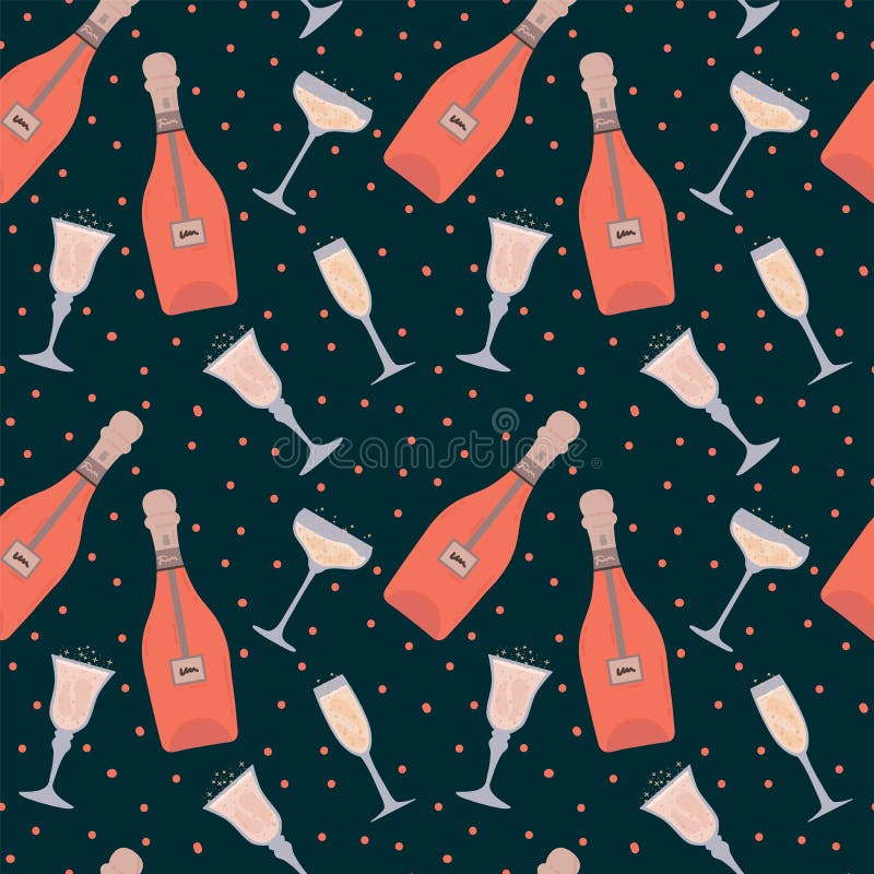 Background with a Bottle of Champagne. Beautiful Pattern with Sparkling ...