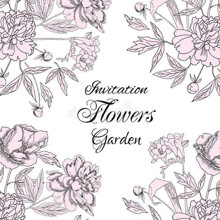 Background with Bouquet of Flowers. Stock Vector - Illustration of ...