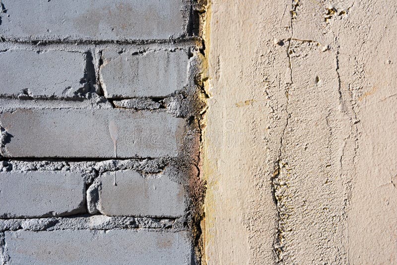 Half Brick Half Concrete Wall Stock Photo - Image of texture, grunge ...