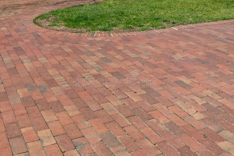 Background of Brick Pathway with Loop of Green Grass, Creative Copy ...