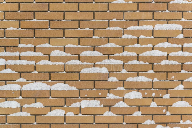Background with Brick Wall Covered by Snow Stock Photo - Image of house ...