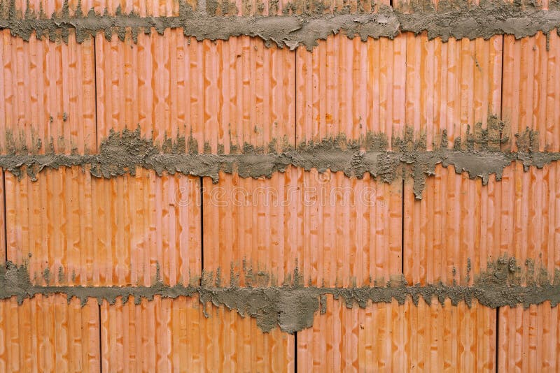 Background of Brick Wall Texture in House Under Construction. Stock ...