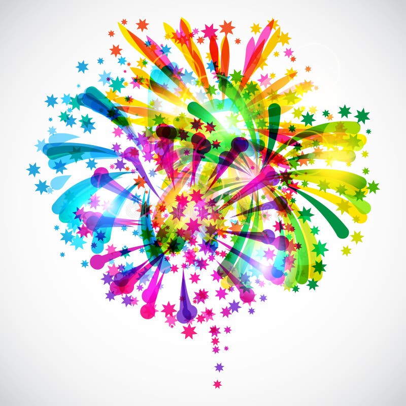 Colorful Fireworks Isolated on White Background Stock Vector ...